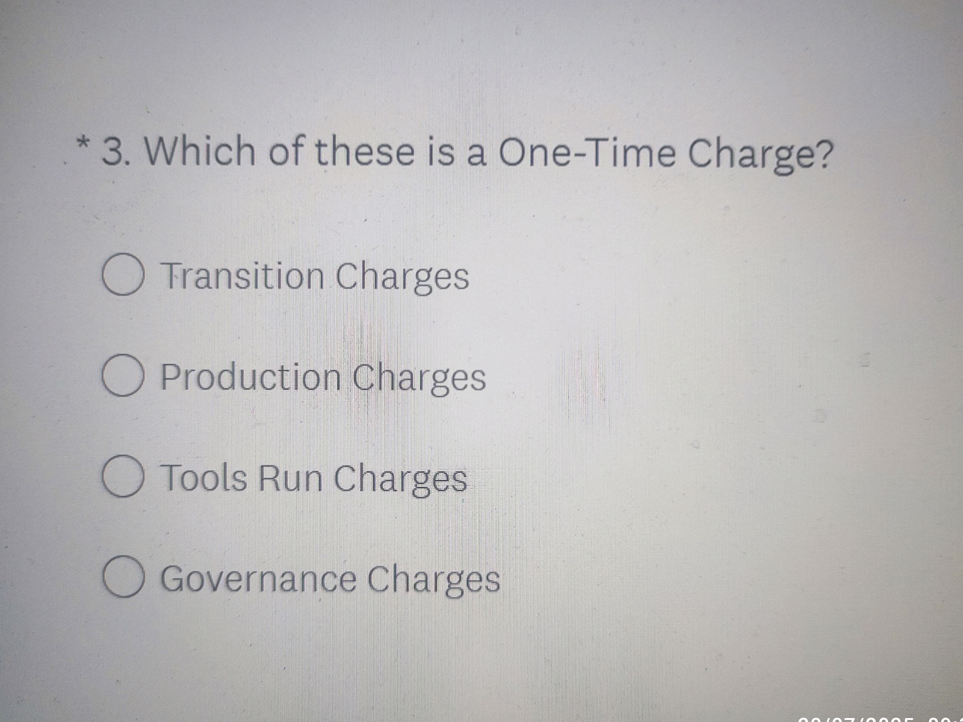 * 3. Which of these is a One-Time Charge? | StudyX