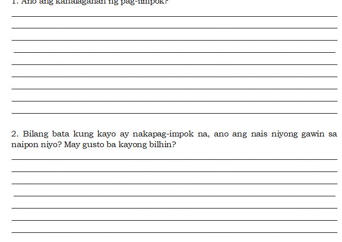 1. Ano ang kahalagahan ng pag-iimpok? 2. | StudyX