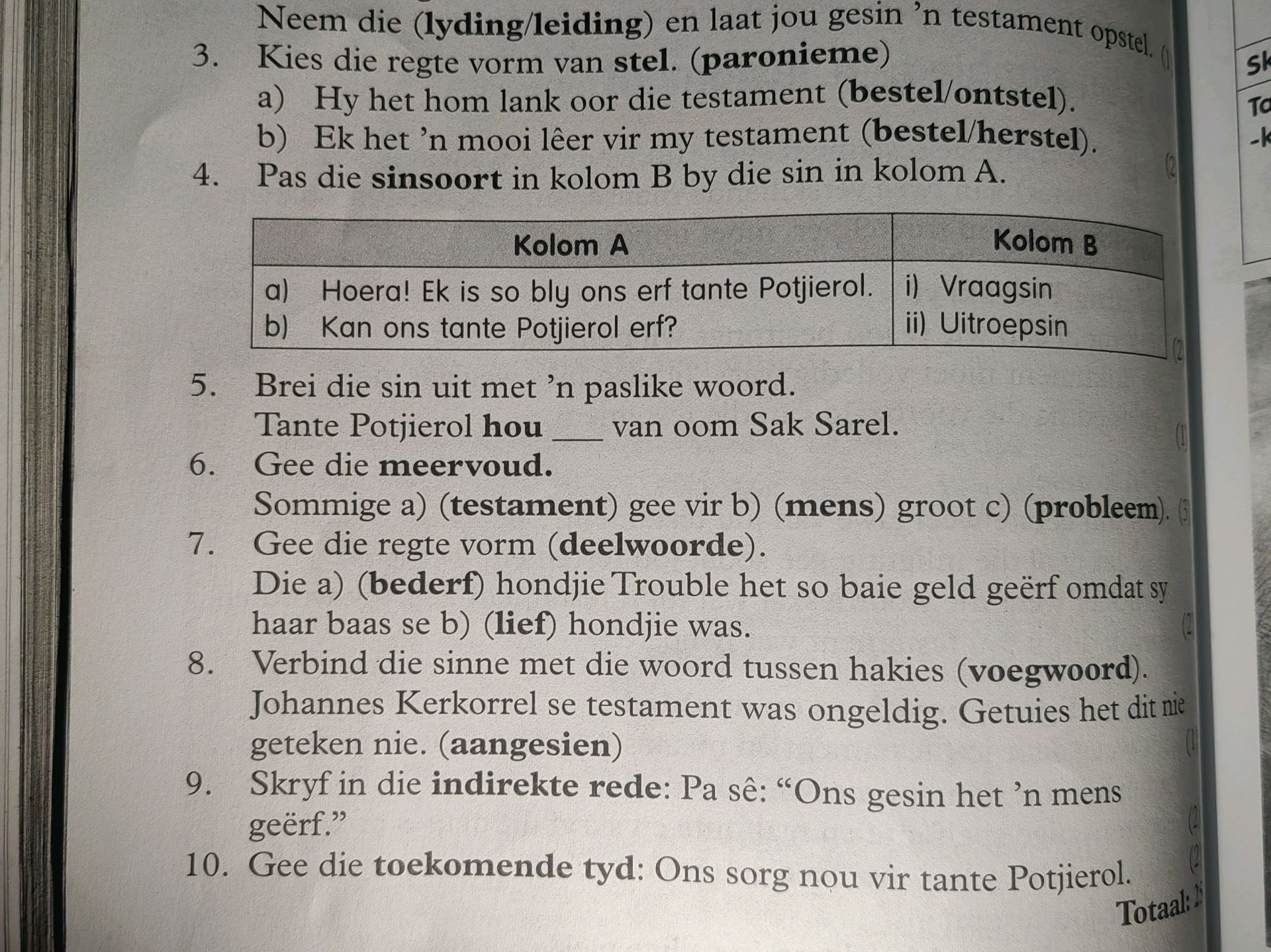 3. Kies die regte vorm van stel. (paronieme) | StudyX