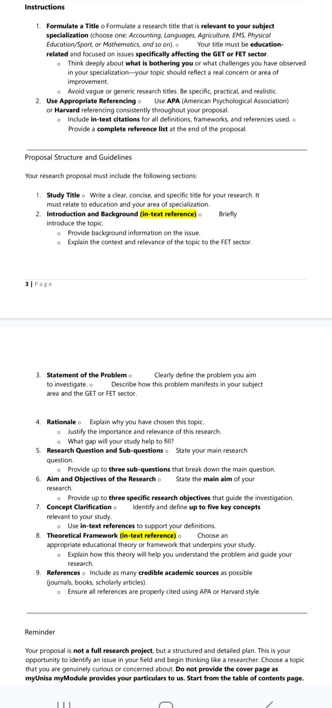 Instructions 1. Formulate a Title o | StudyX