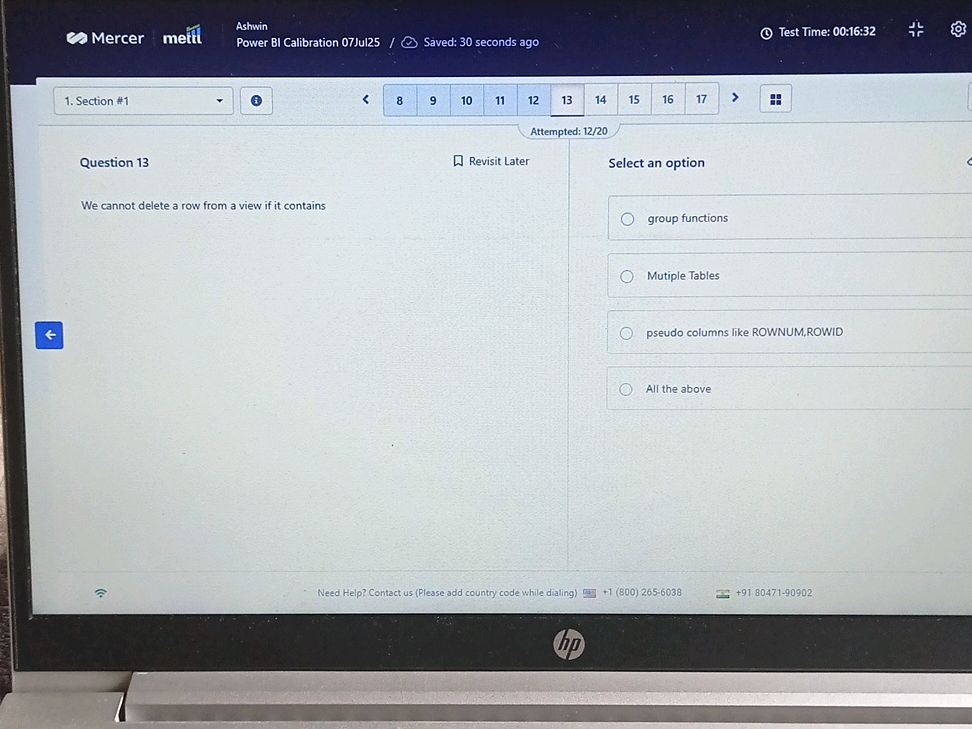 We cannot delete a row from a view if it | StudyX