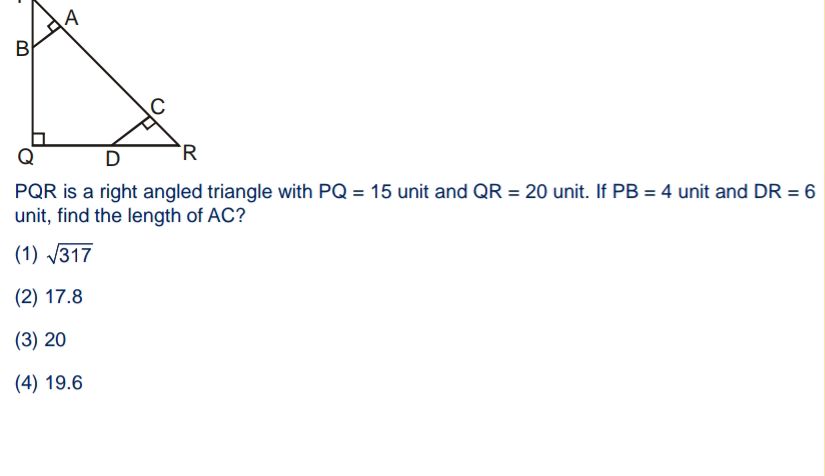 PQR is a right angled triangle with PQ = 15
