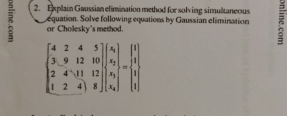 2. Explain Gaussian elimination method for | StudyX