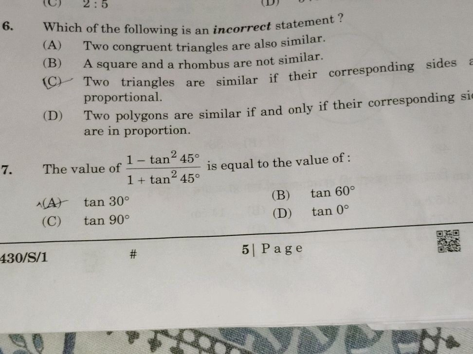 6. Which of the following is an incorrect | StudyX