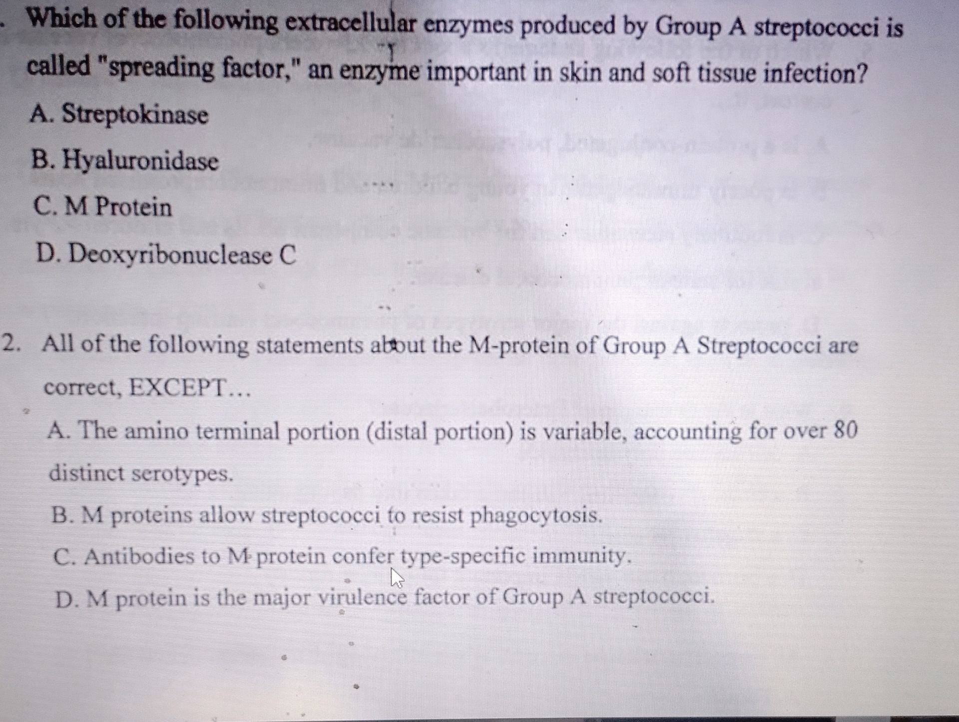 1. Which of the following extracellular | StudyX