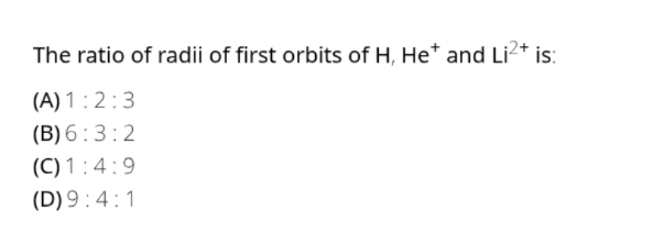 The ratio of radii of first orbits of H, He+