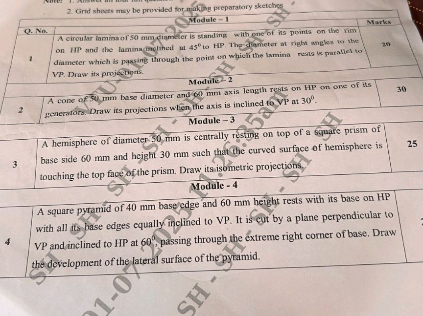 1. A circular lamina of 50 mm diameter is | StudyX