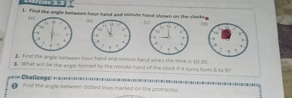 1. Find the angle between hour hand and | StudyX