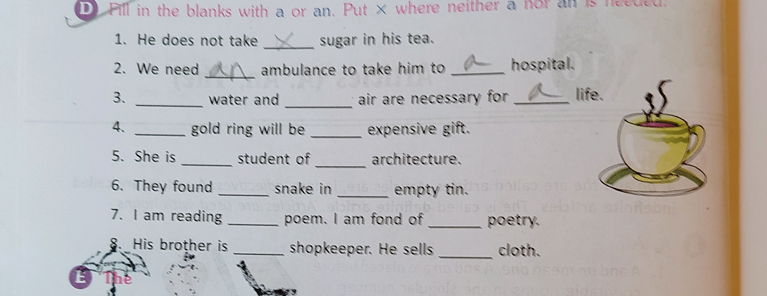 Fill in the blanks with a or an. Put x where | StudyX
