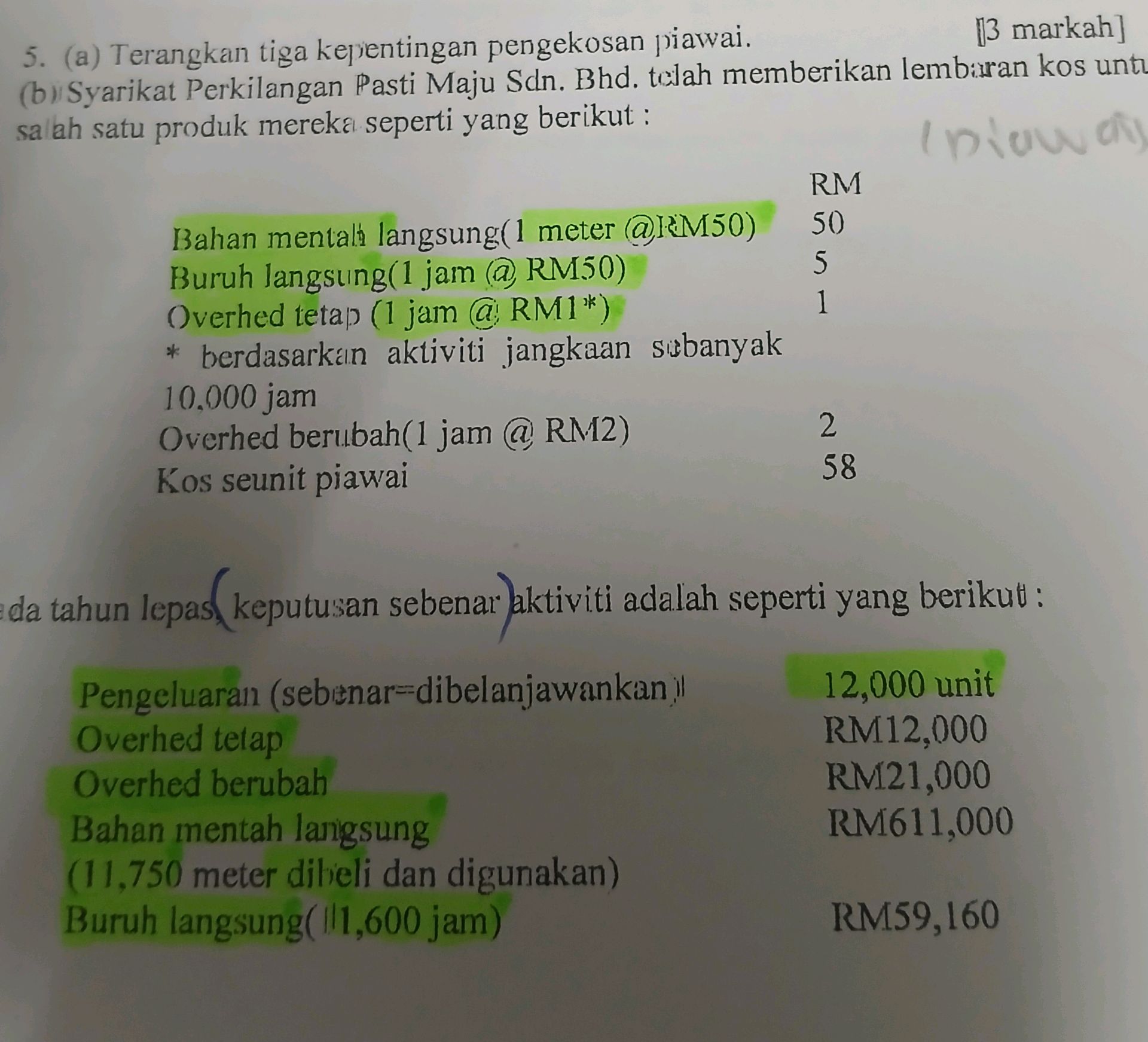 5. (a) Terangkan tiga kepentingan pengekosan | StudyX