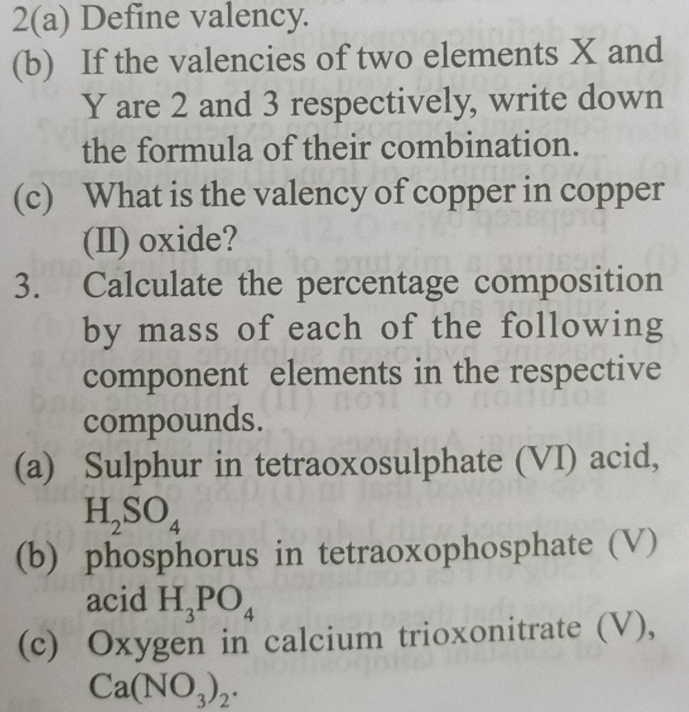 2(a) Define valency. (b) If the valencies | StudyX
