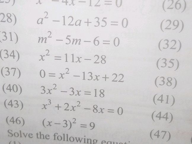 Solve the following equations: $a^2 - 12a + | StudyX
