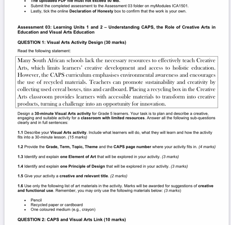 Assessment 03: Learning Units 1 and 2 - | StudyX
