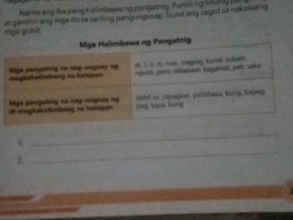 Narito ang iba pang halimbawa ng pangatnig. | StudyX