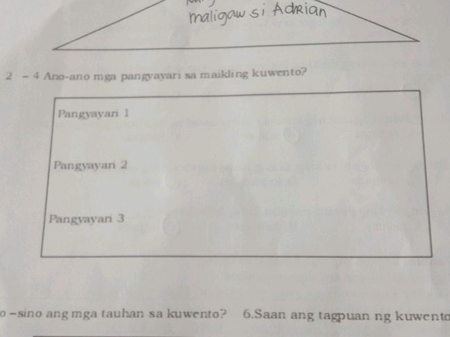 2 - 4 Ano-ano mga pangyayari sa maikling