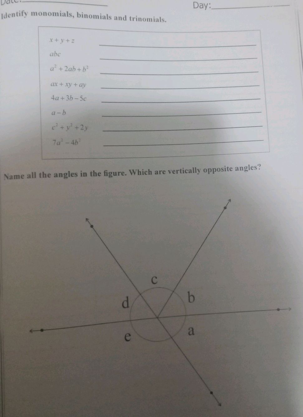 Identify monomials, binomials and | StudyX