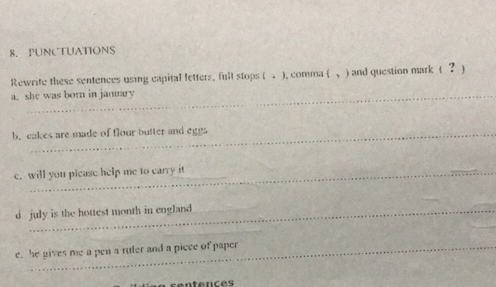 8. PUNCTUATIONS Rewrite these sentences | StudyX