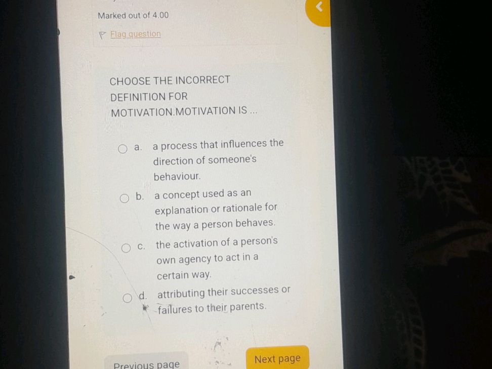 CHOOSE THE INCORRECT DEFINITION FOR | StudyX