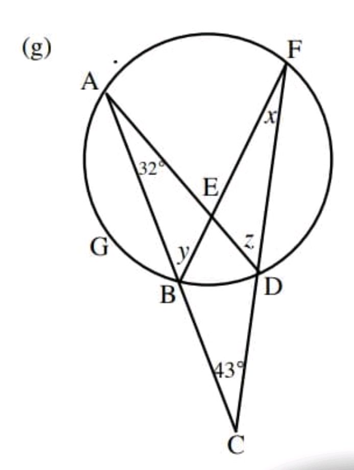 Find the value of angles x, y, and z. | StudyX