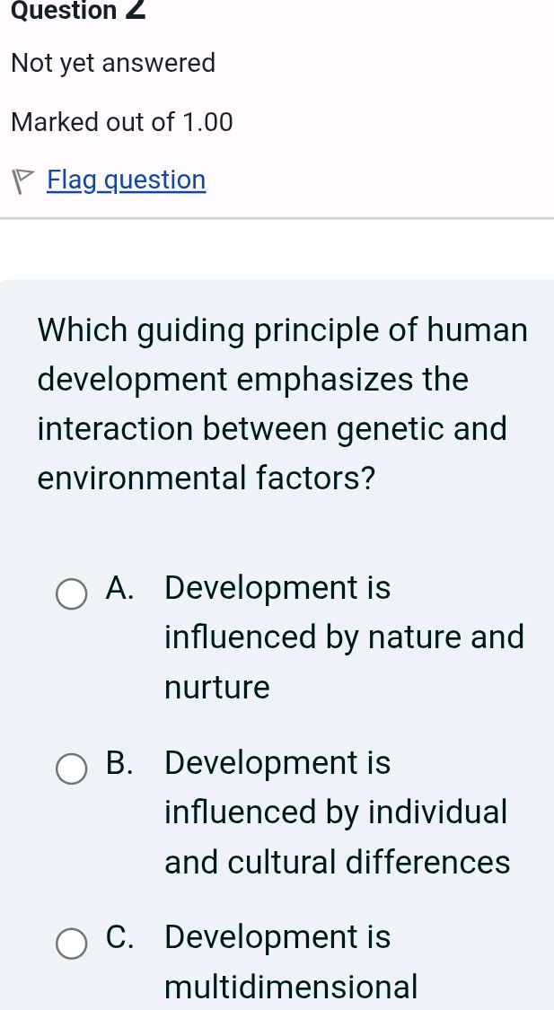 Which guiding principle of human development | StudyX