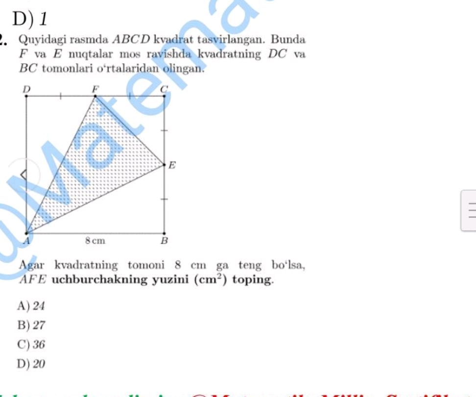 2. Quyidagi rasmda $ABCD$ kvadrat | StudyX