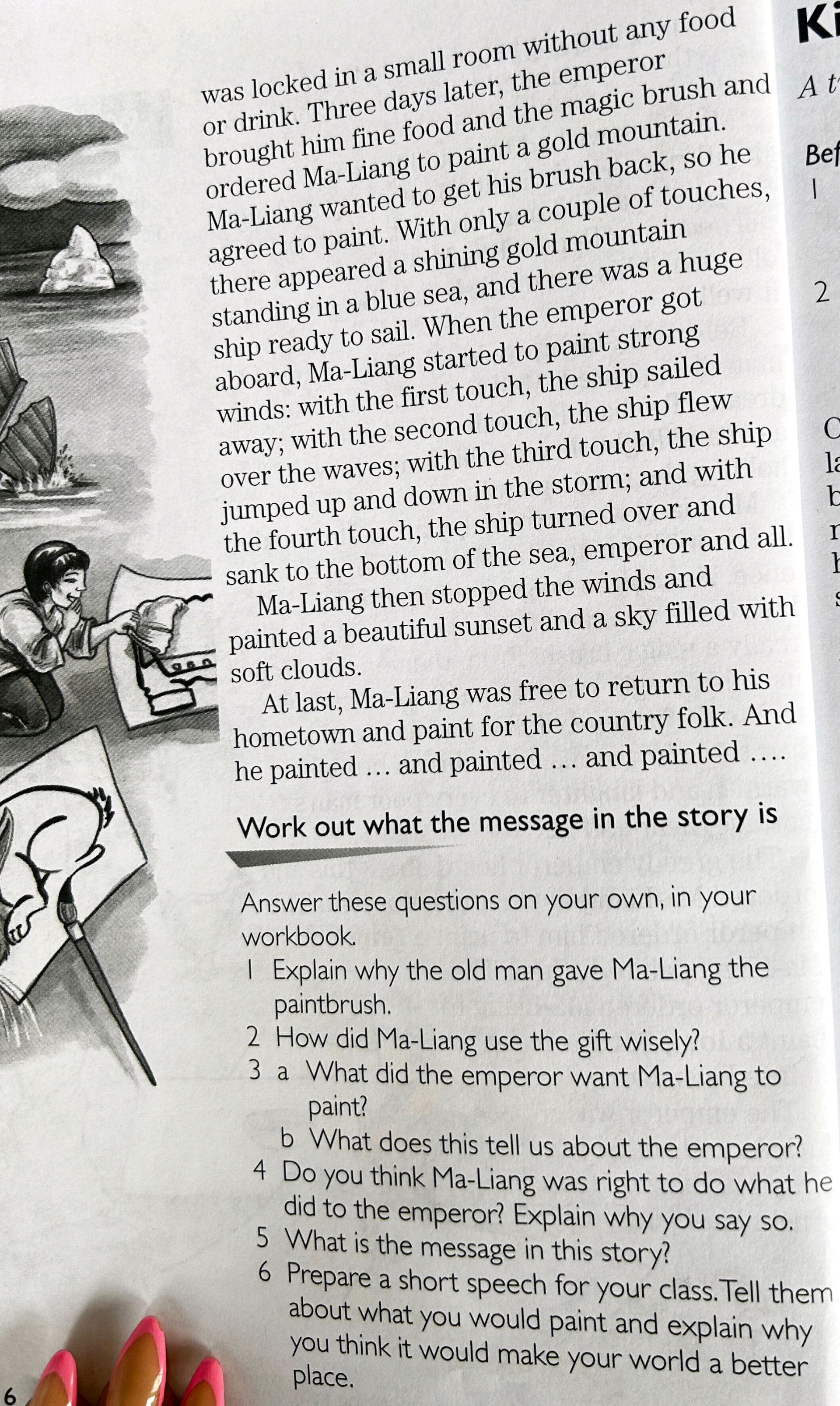 1 Explain why the old man gave Ma-Liang the