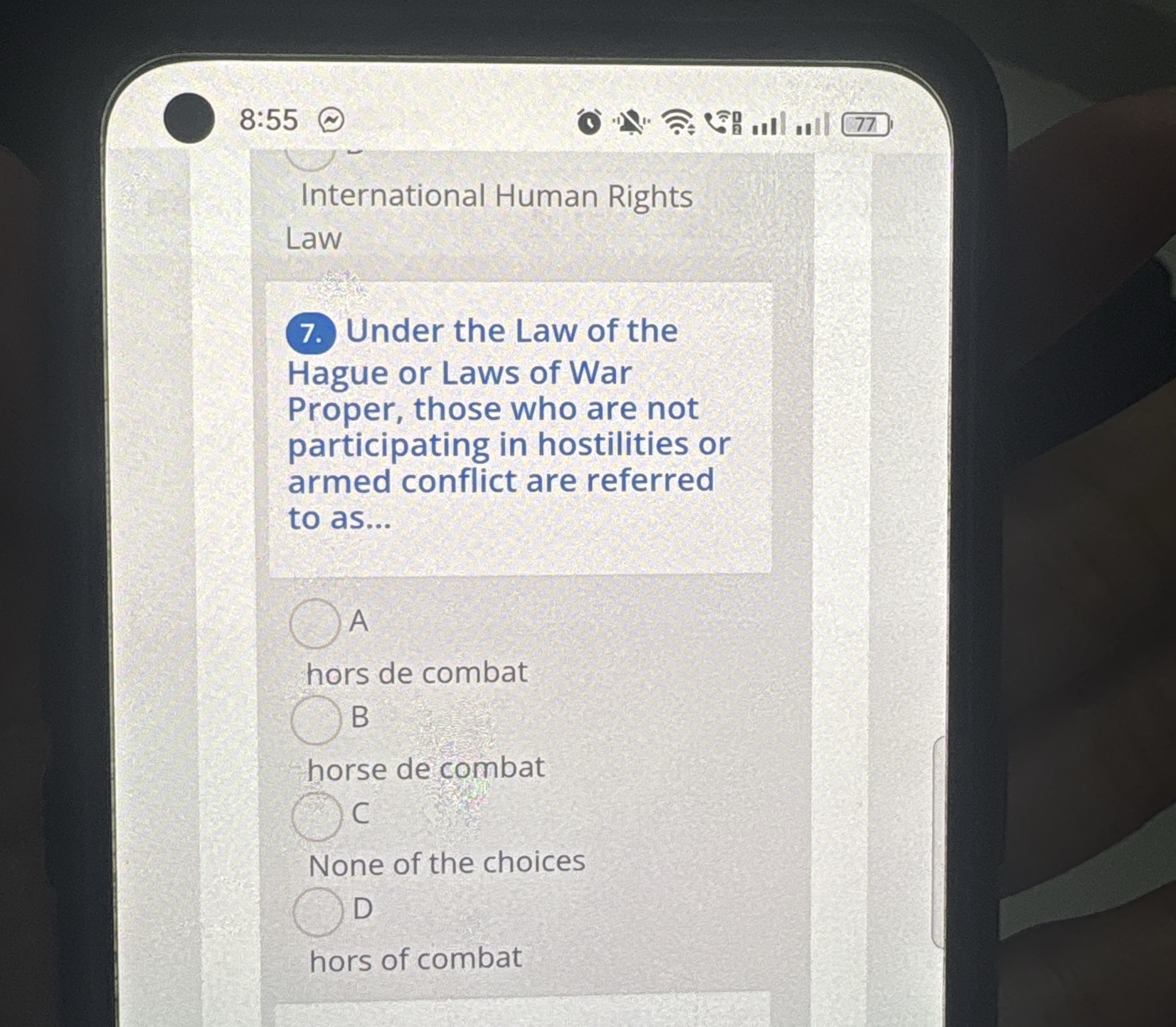Under the Law of the Hague or Laws of War