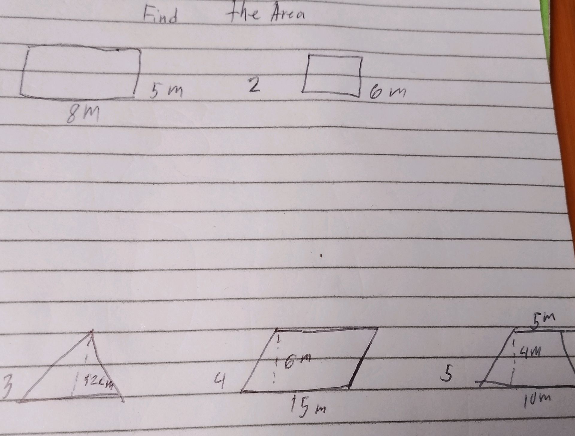 Find the Area Rectangle 1: Length = 8m, | StudyX