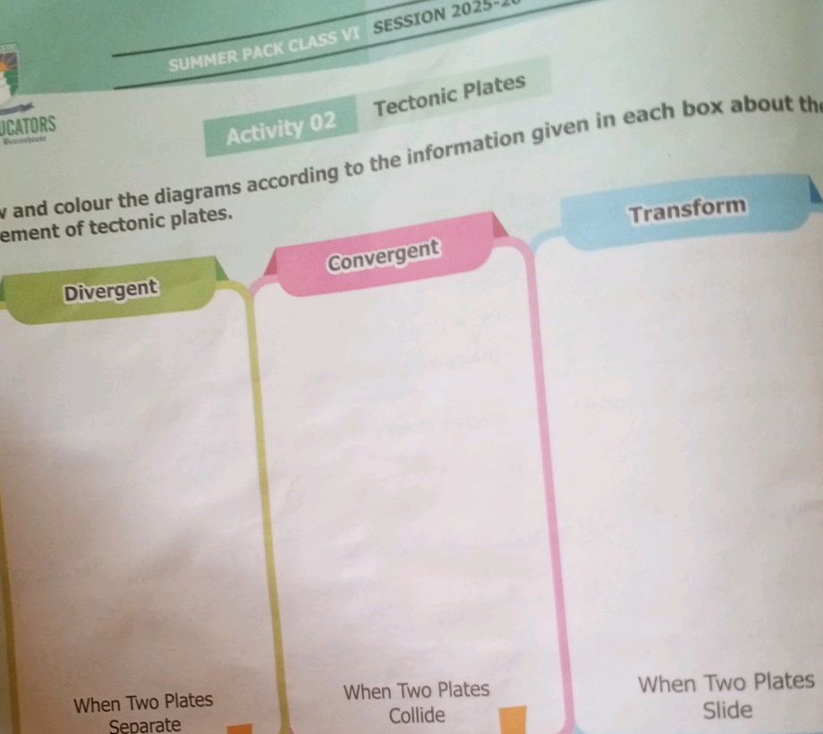 Activity 02 Tectonic Plates Draw and colour | StudyX