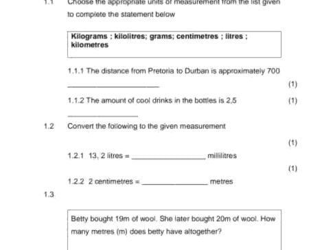 1.1 Choose the appropriate units of | StudyX