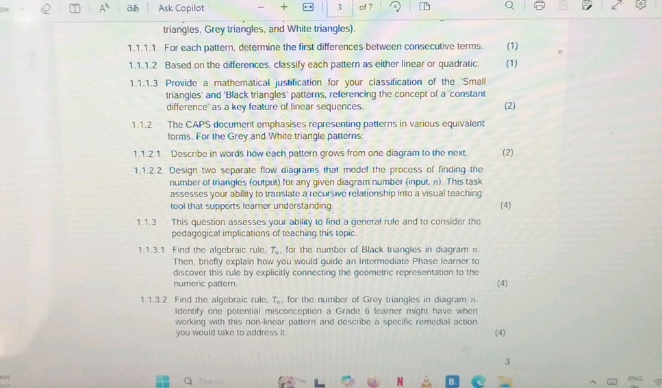 1.1.1.1 For each pattern, determine the | StudyX