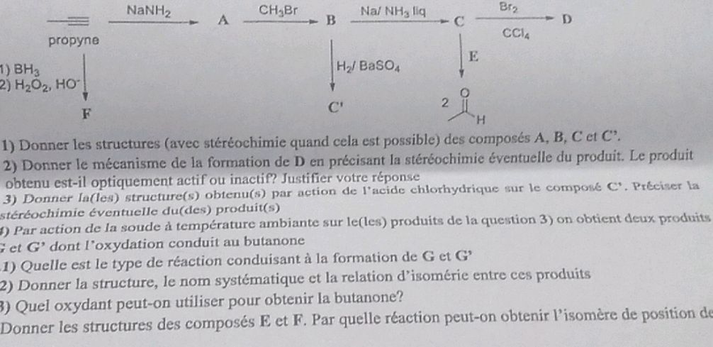 1) Donner les structures (avec stéréochimie | StudyX