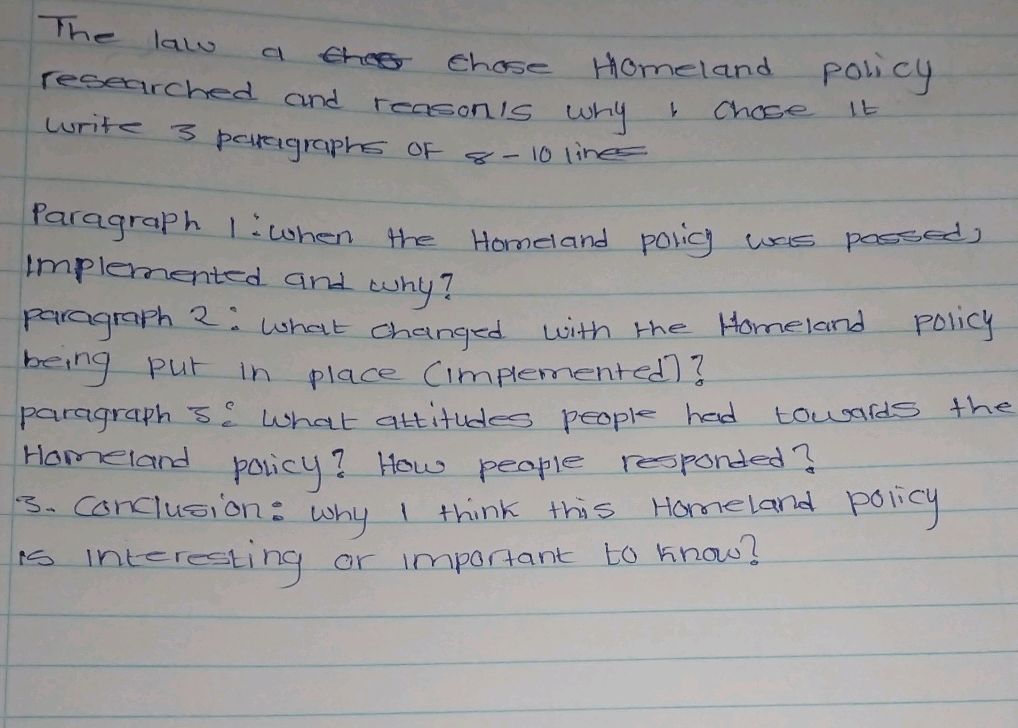 The law a chose Homeland policy researched | StudyX