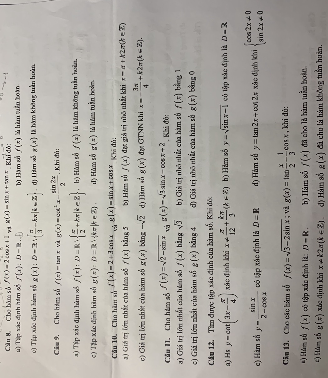 Câu 8. Cho hàm số $f(x)=2 x+1$ và $g(x)= | StudyX