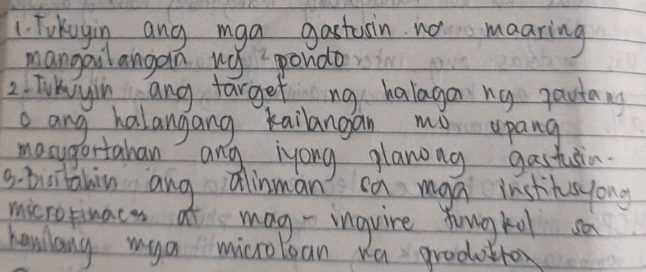 1- Tukuyin ang mga gastusin no maaring | StudyX