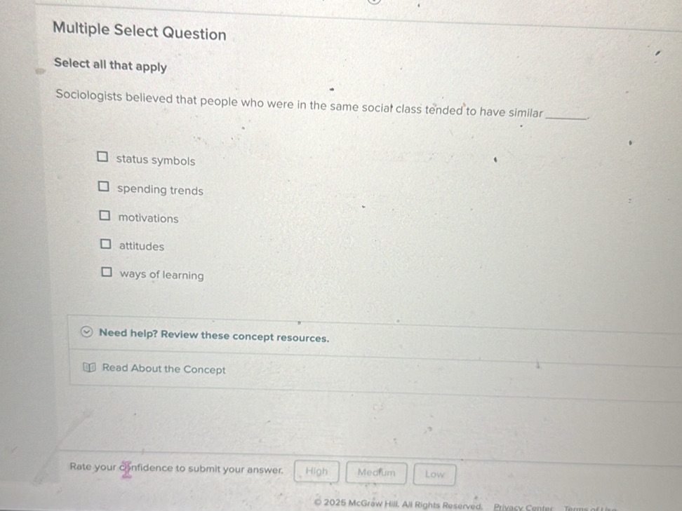 Multiple Select Question Select all that