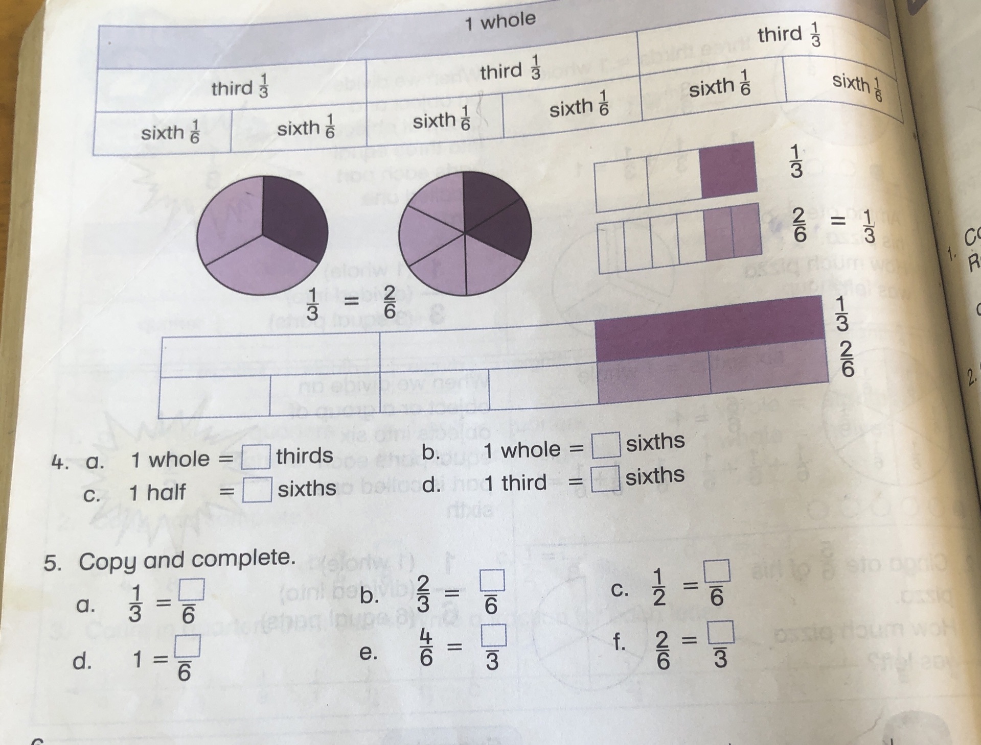 4. a. 1 whole = \_\_\_ thirds b. 1 whole = | StudyX