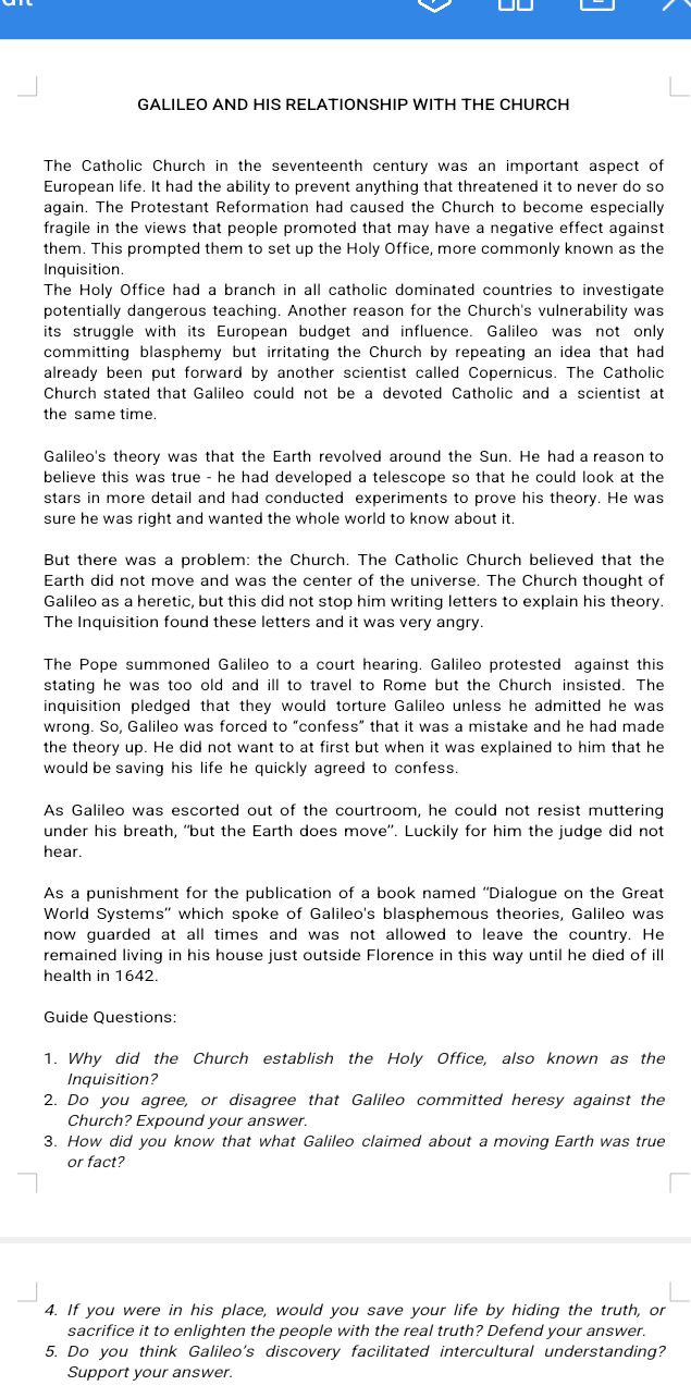 Guide Questions: 1. Why did the Church | StudyX