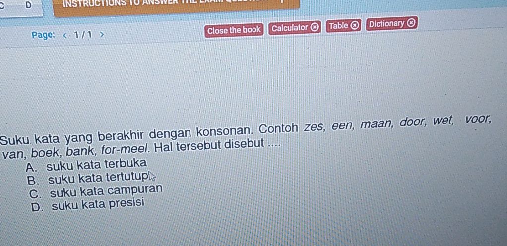 Suku kata yang berakhir dengan konsonan. | StudyX