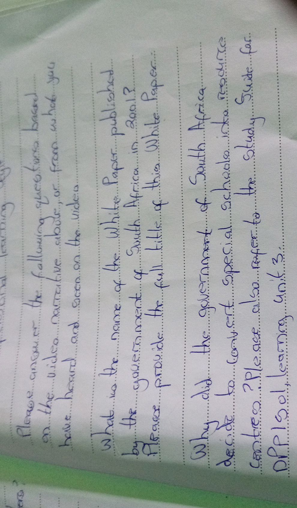 Please answer the following questions based