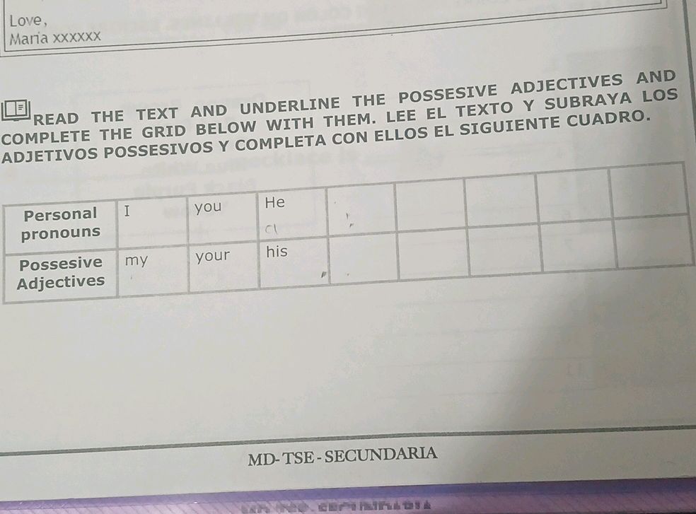 READ THE TEXT AND UNDERLINE THE POSSESIVE | StudyX