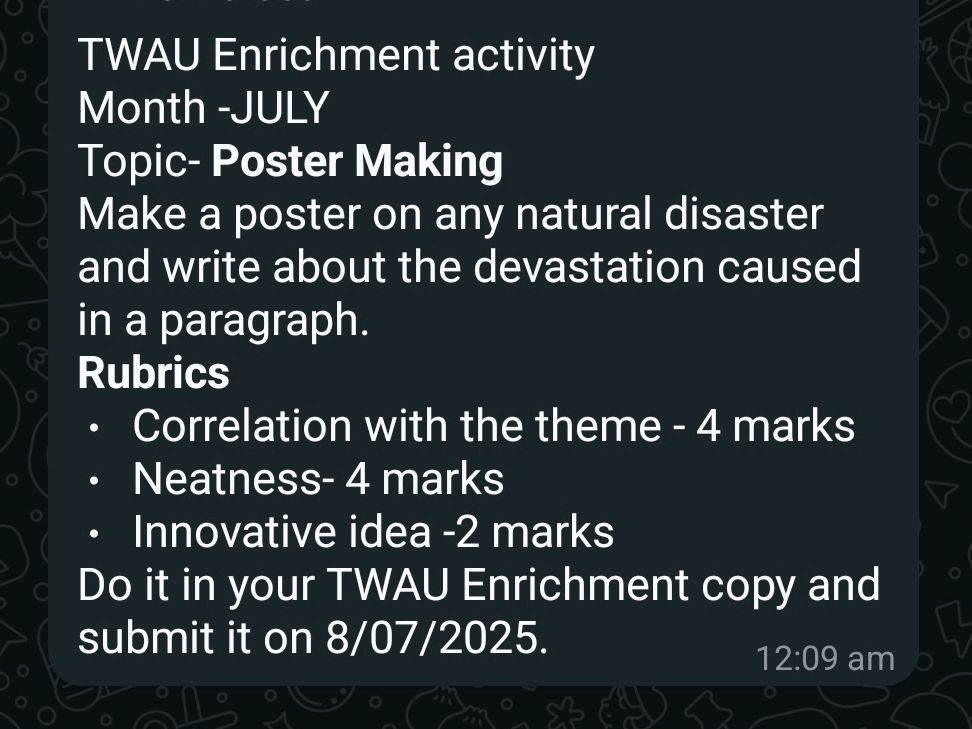 Make a poster on any natural disaster and | StudyX
