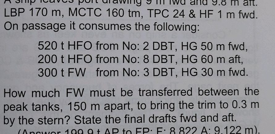 How much FW must be transferred between the | StudyX