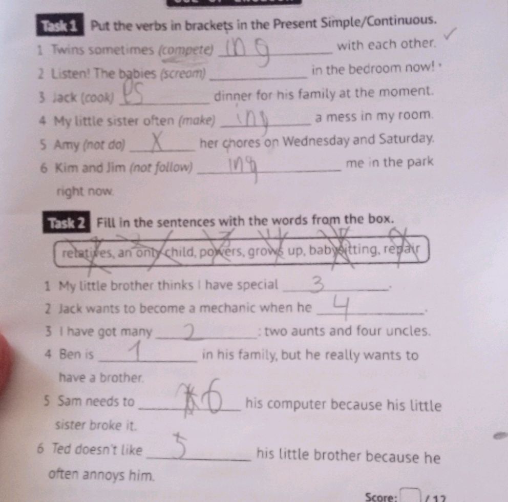 Task 1 Put the verbs in brackets in the | StudyX