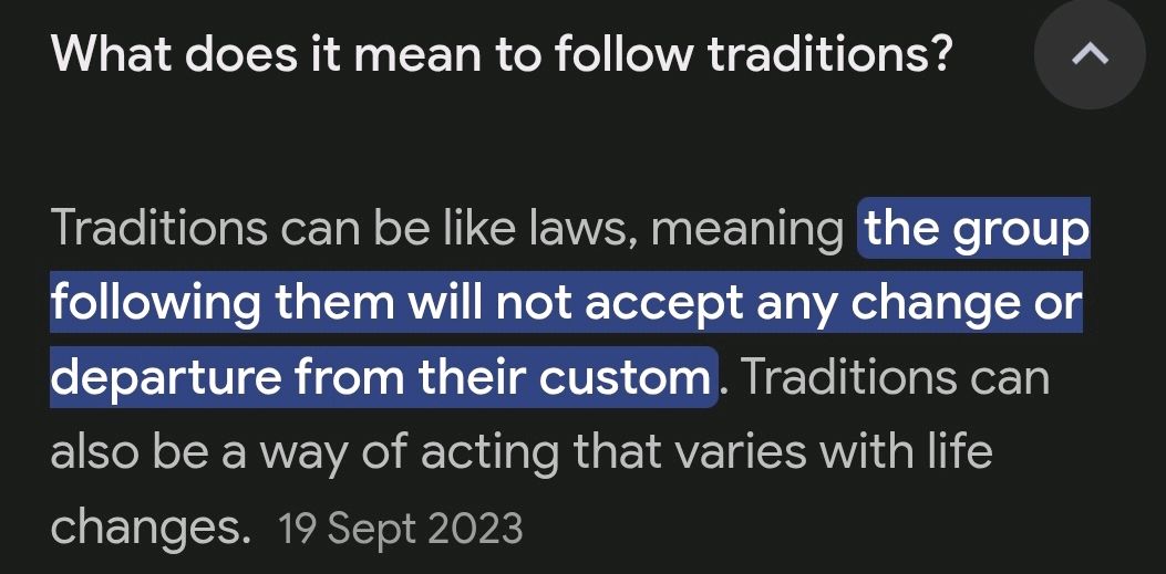 What does it mean to follow traditions? | StudyX