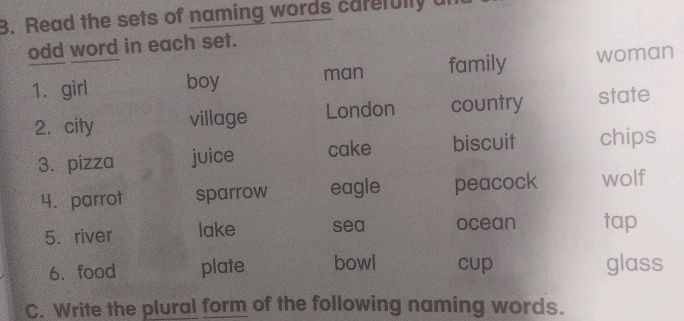 3. Read the sets of naming words carefully | StudyX
