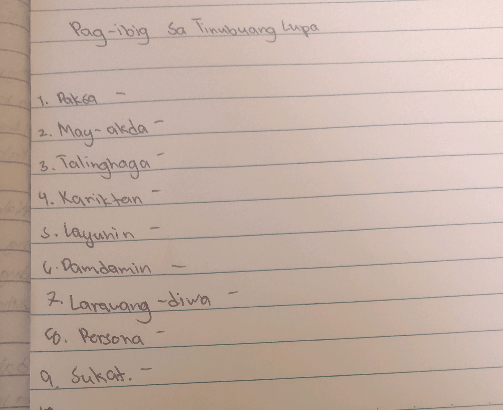 Pag-ibig sa Tinubuang Lupa 1. Paksa - 2. | StudyX