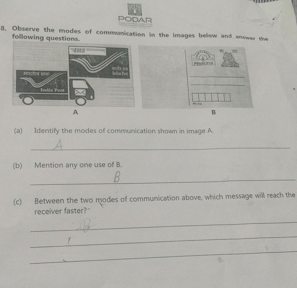 8. Observe the modes of communication in the | StudyX