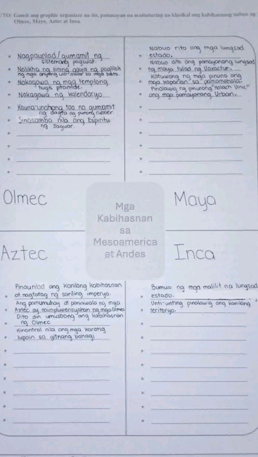 Gamit ang graphic organizer na ito, | StudyX
