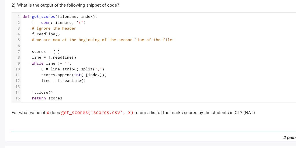 2) What is the output of the following | StudyX